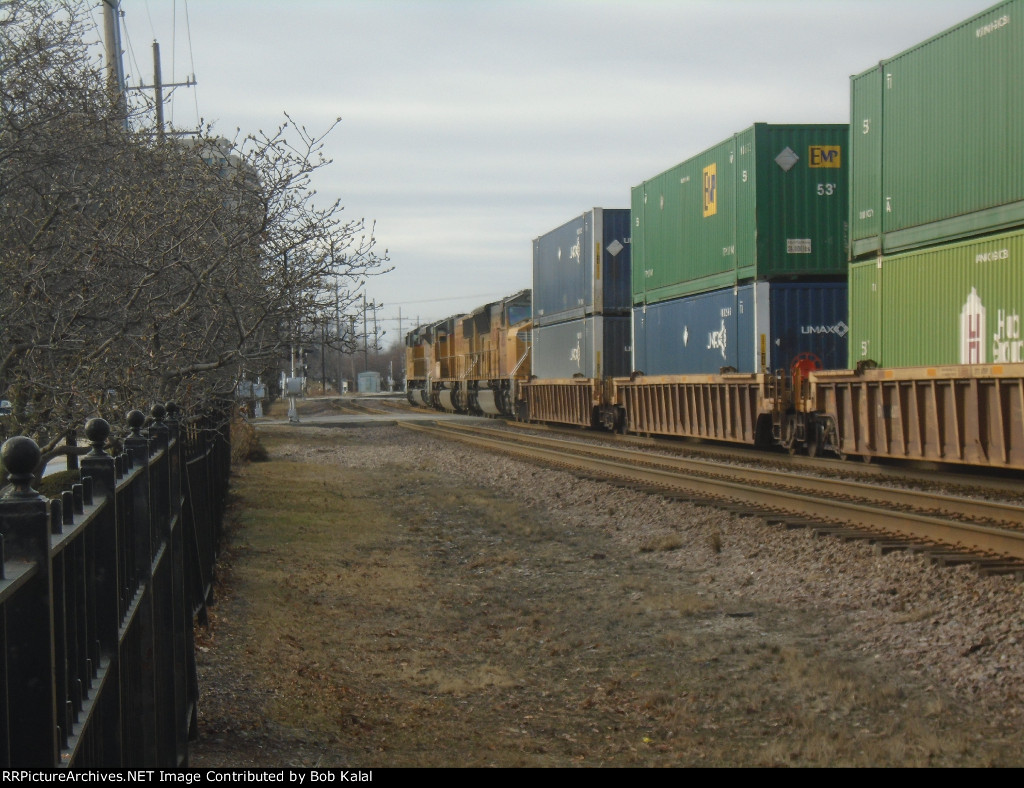 UP 9055 Westbound thru Wheaton with Helpers UP 4261 7771